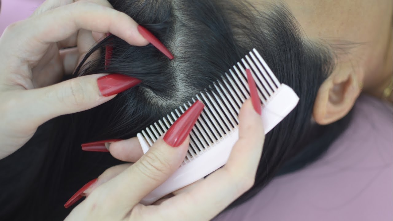 ASMR Scalp Check With Comb, Real Person Scalp Scratching, Hair Parting ...