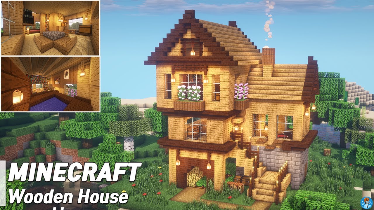 Minecraft : Wooden House Tutorial l how to build (##34) - YouTube