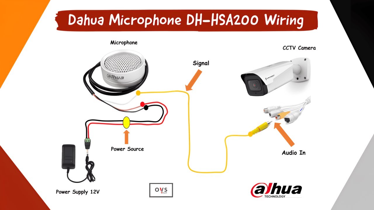Dahua Microphone DH-HSA200 Wiring Diagram For CCTV Security Camera # ...