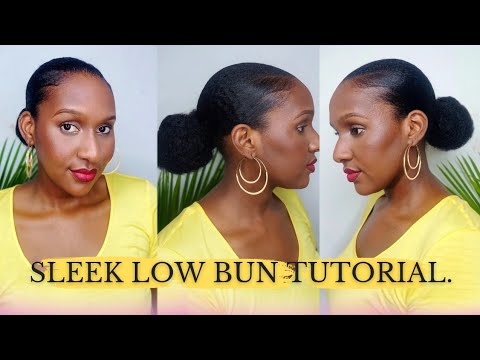 Easy and quick sleek low bun on 4C/4B natural hair. - YouTube