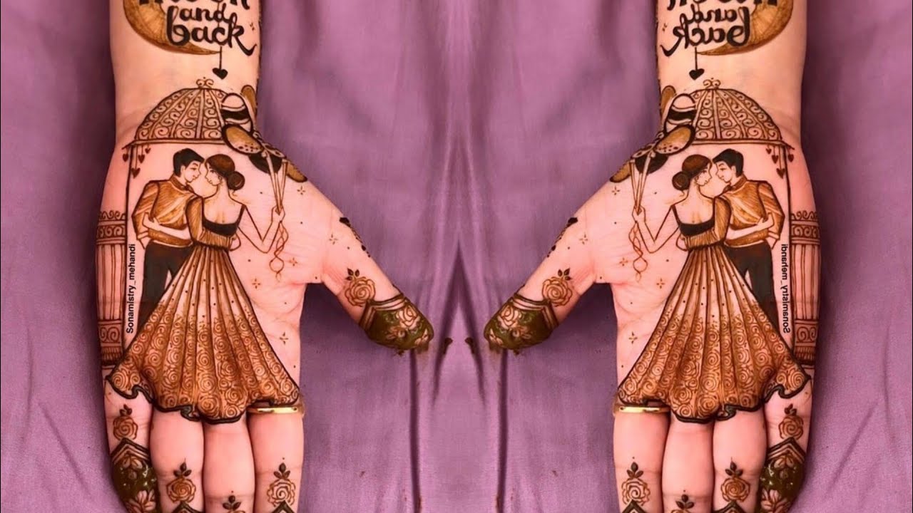 Romantic Couple Mehndi Design | Engagement Mehndi Design | Couple ...