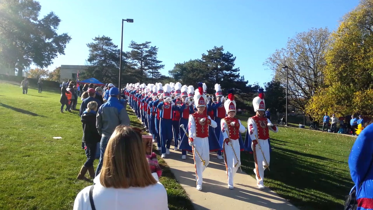 KU Band marching down the hill - YouTube