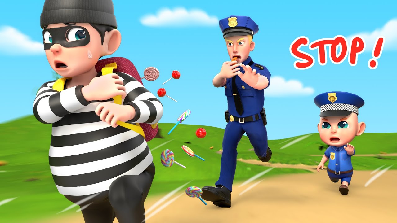 Police Chase Runaway Thieves | Police Officer Song | Rosoo Nursery ...