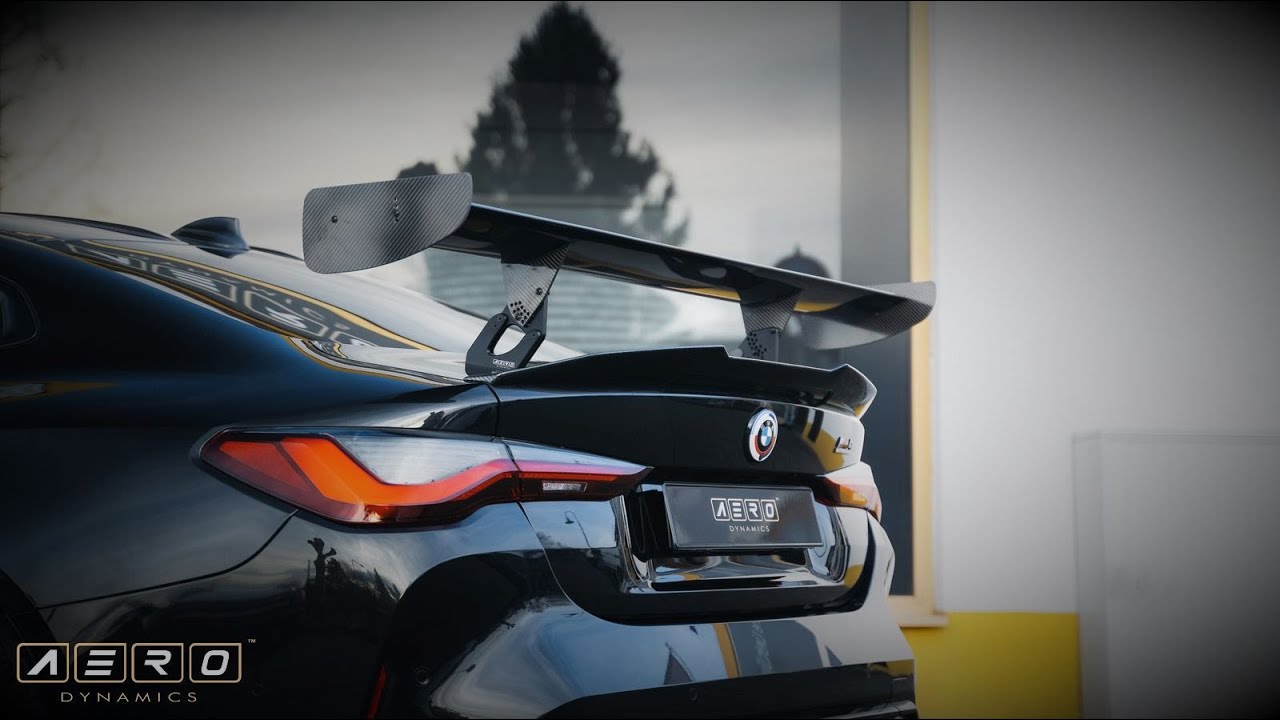 AERO Dynamics Walkaround BMW M4 G82 • Heckflügel GT Flex 140 wing, GTX side skirts lip spoiler ...