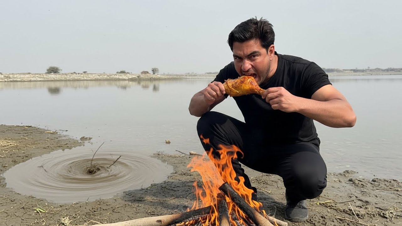 ASMR relaxing cooking | Roasted whole chicken in nature | outdoor ...