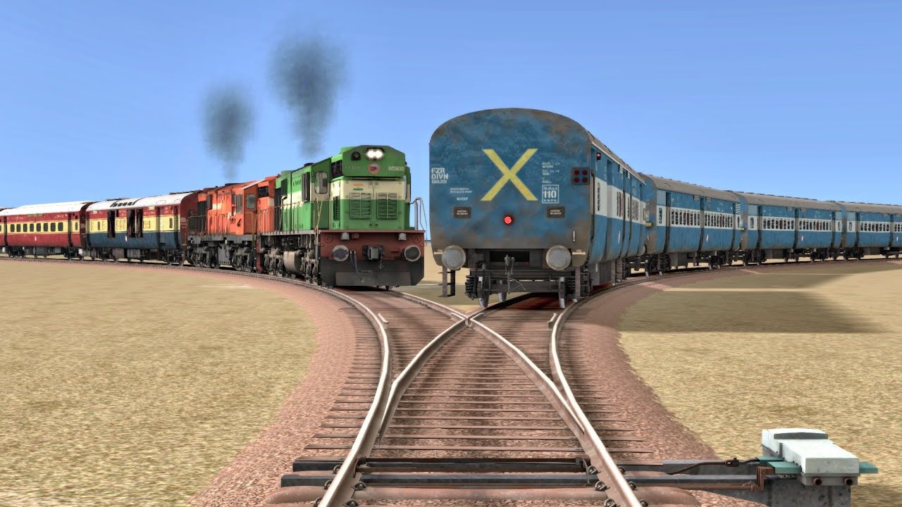 FORKED Railroad Two trains Crossings Each Other At Same Track Reverse ...