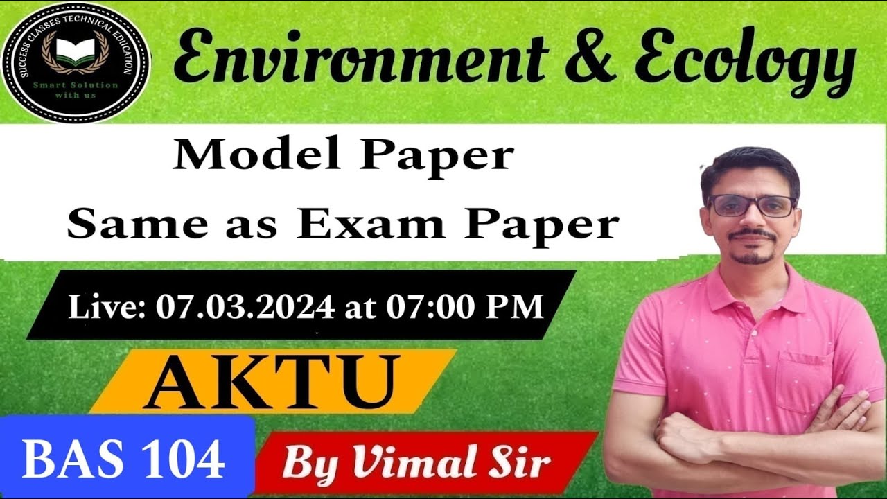 Environment & Ecology | EVS Model Paper same as Exam Paper | BAS 104 ...