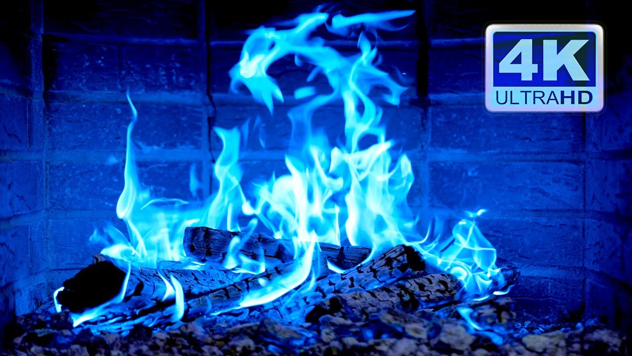 🔥 Colorful Fireplace 4K Ultra HD. Blue Fireplace Ambience - YouTube