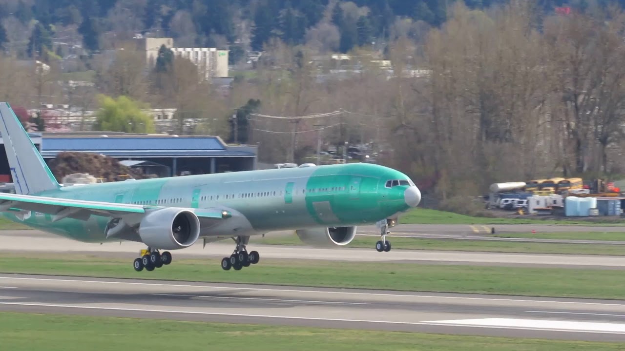 Unpainted (ANA) N5022E Boeing 777-300ER Landing Portland (PDX) - YouTube