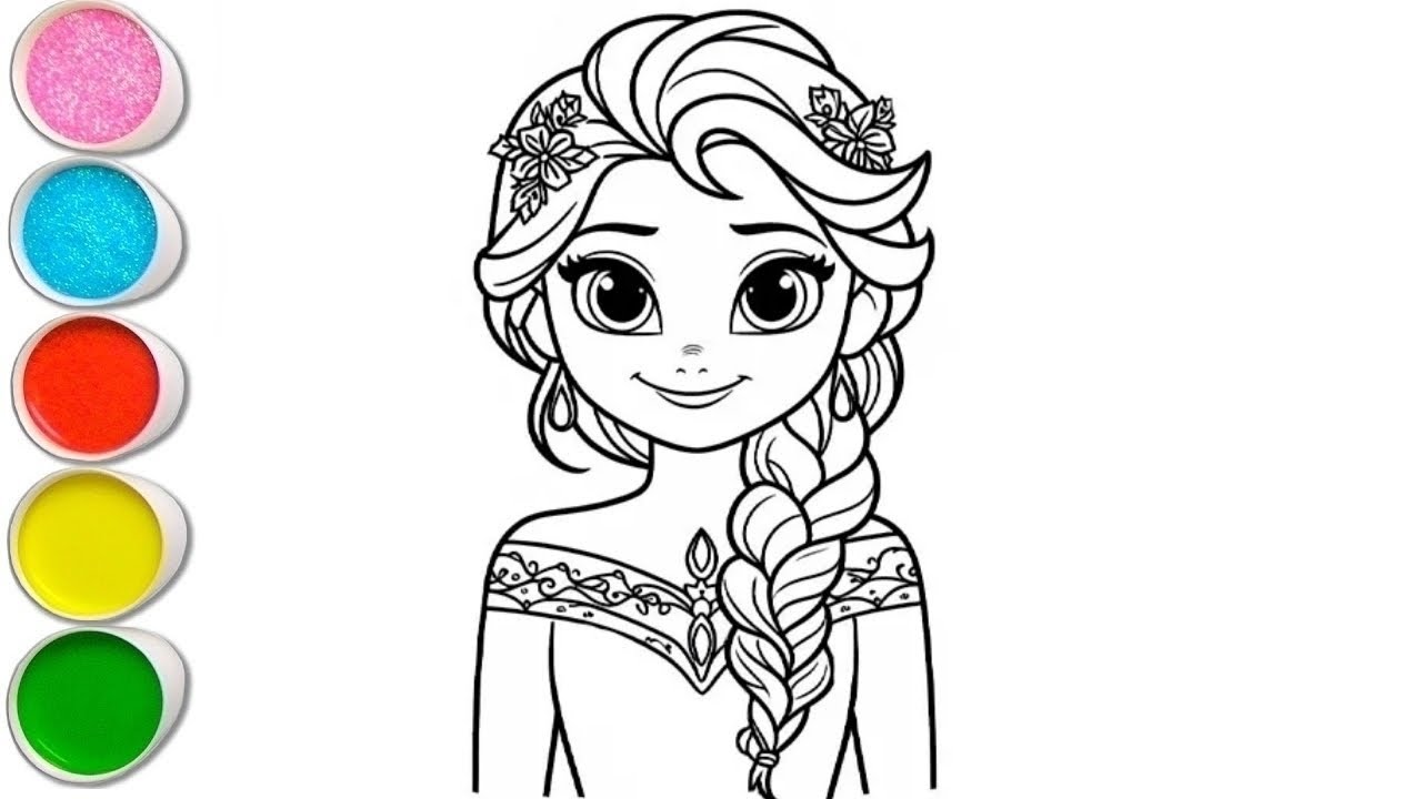 Beautiful Elsa Drawing for Kids, Painting & Coloring for Kids | Let's ...