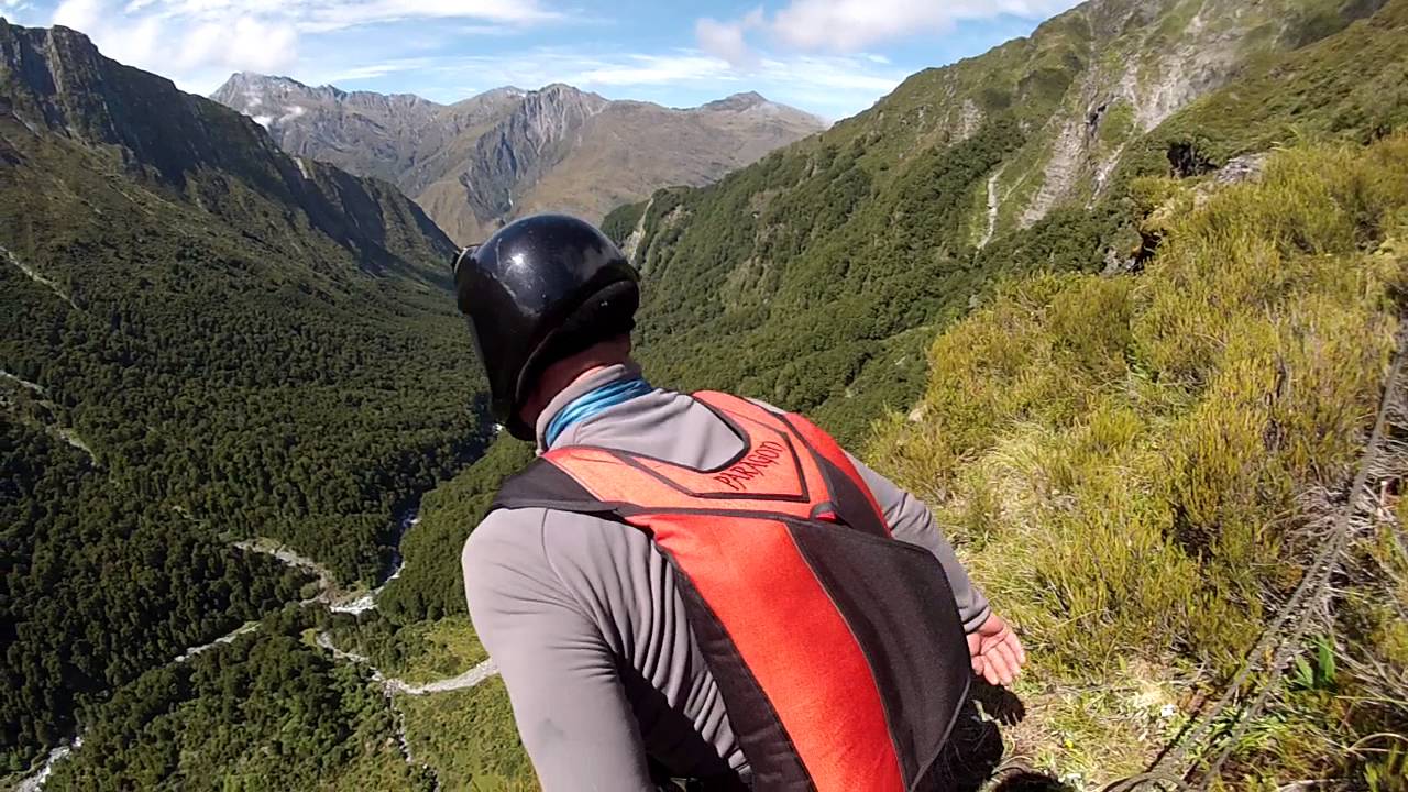 Robbie base jump in New Zealand - YouTube