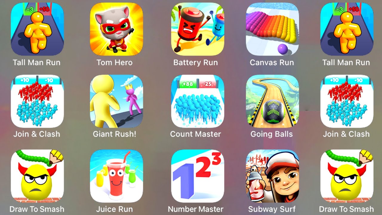 Tall Man Run, Join & Clash 3D, Number Masters, Subway Surf, Count ...