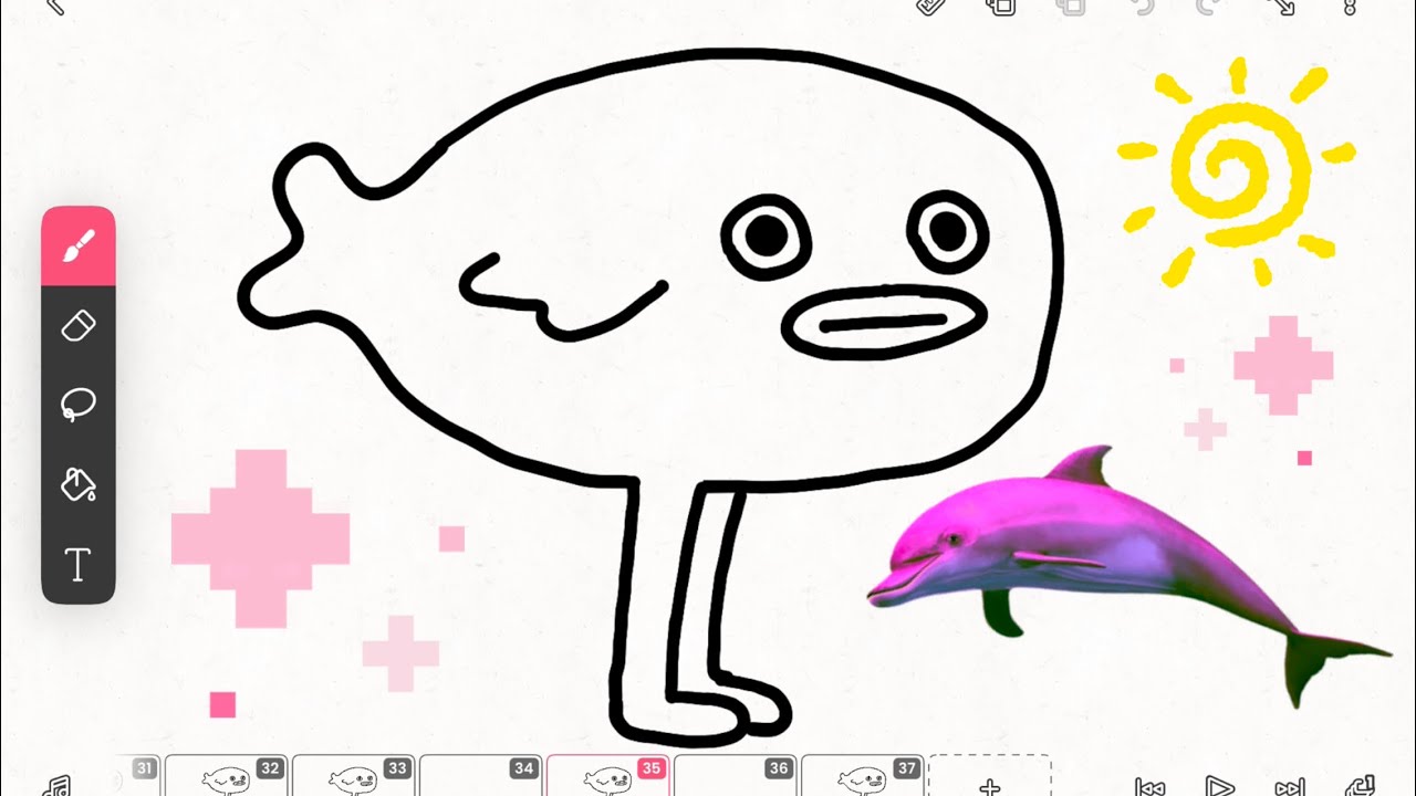 Smooth animation on Flipaclip standing fish - YouTube