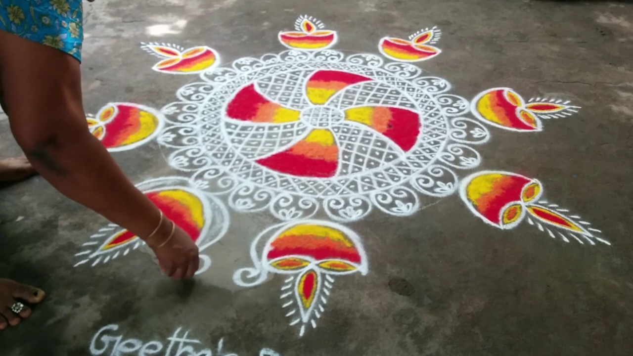 Diwali Special Rangoli/Deepavali Special Deepam Rangoli/Diya Rangoli ...