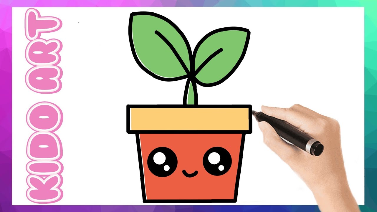 How to Draw a Cute Plant Easy for Kids and Toddlers - YouTube
