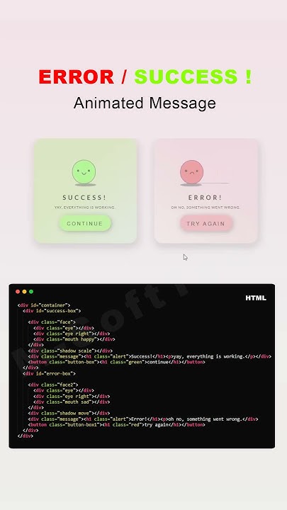 How to display (Error/Success) Flash Message Using HTML CSS #shorts #shortsfeed #webdesign #card ...