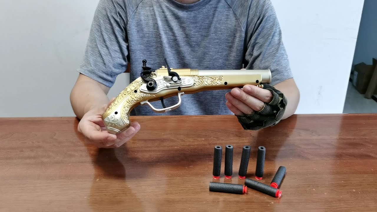 Flintlock Pistols Soft Bullet Toy Gun Unboxing 2023 - Pirate Foam ...
