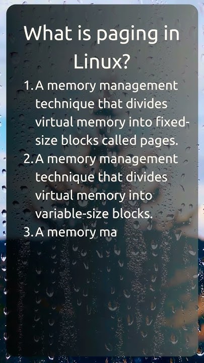 Paging In Linux Interview Interviewquestions Technology Techfacts Youtube