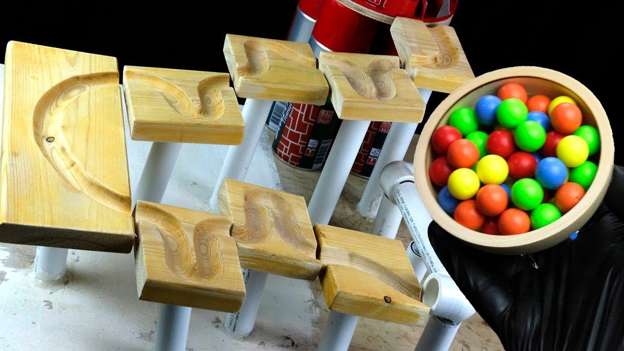 Marble Run Race ASMR ☆ Wooden Wave Course - YouTube