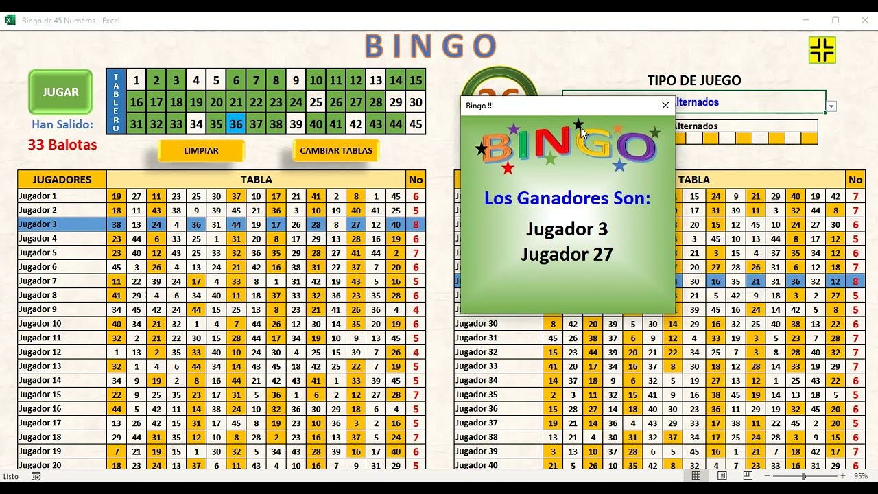 Bingo de 45 Números (Macros) - YouTube