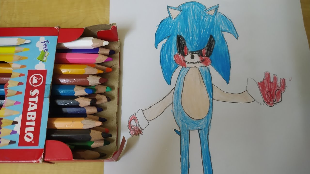 Drawing and colouring super sonic blue - YouTube