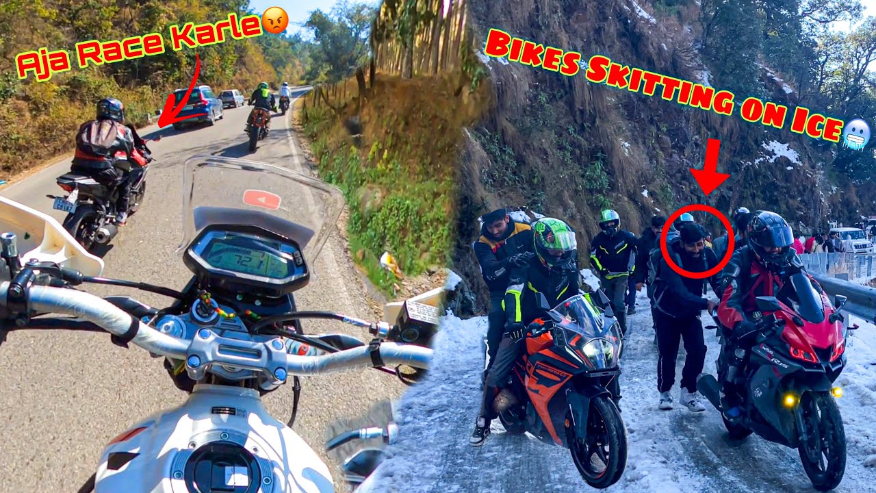 R15 v3 vs Ktm RC 390 Race Aur Snow me bikes skit hogye🥶 - YouTube