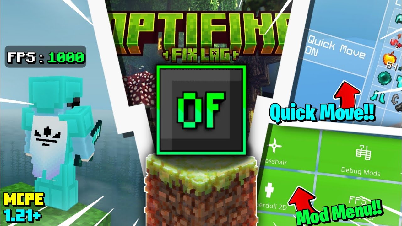 The Best Optifine Clients For MCPE 1.21+⚡[F1 Button,FPS Counter & FPS ...
