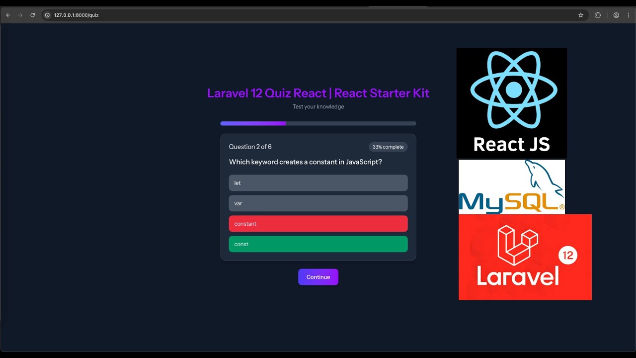 Laravel 12 Quiz React | React Starter Kit - YouTube