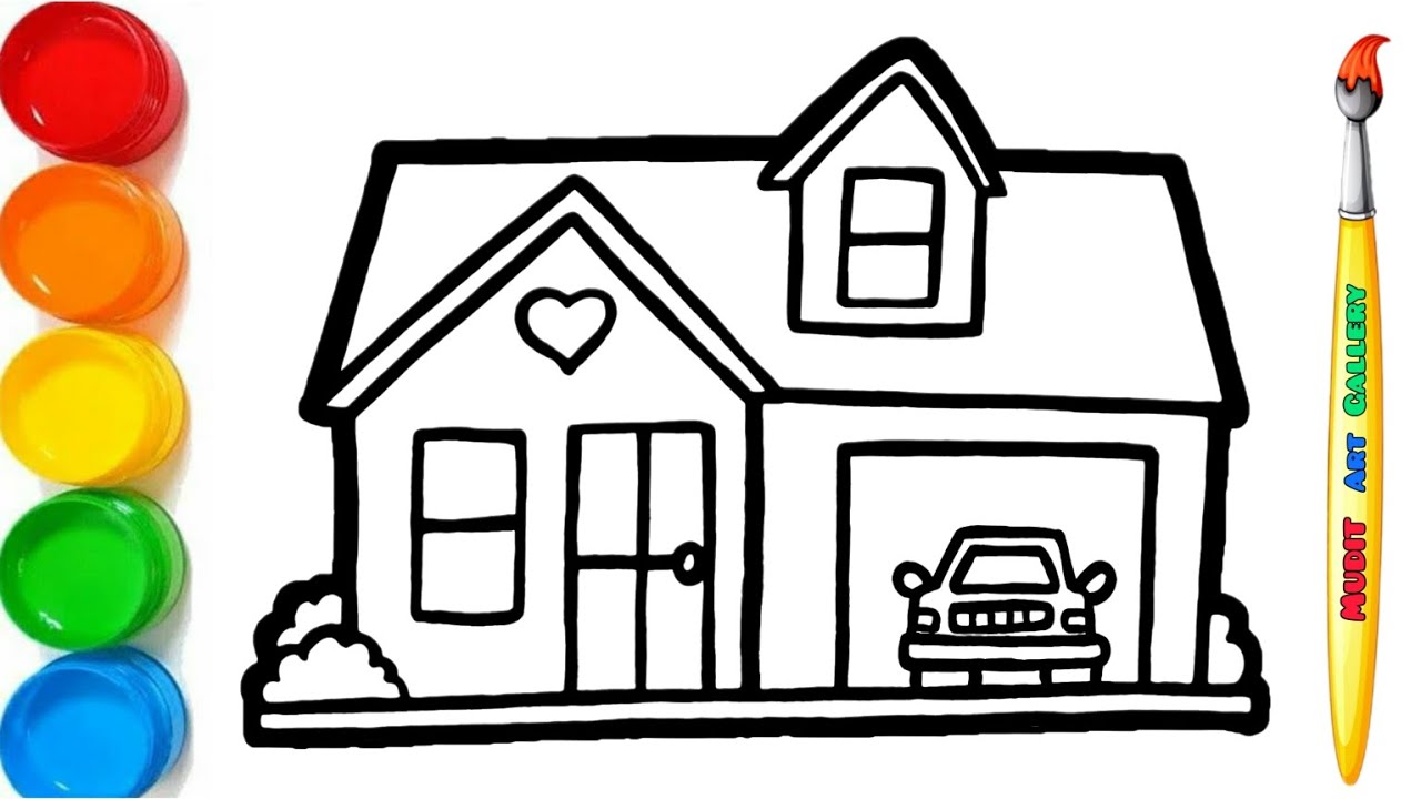 How To Draw A House, Coloring & Painting For Kids | Real Estate House ...
