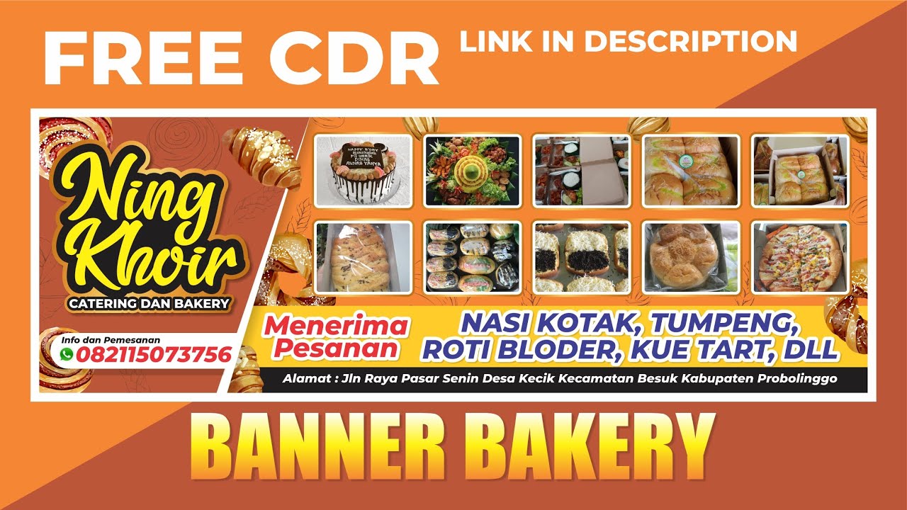 DESAIN BANNER TOKO BAKERY NING KHOIR FREE CDR CORELDRAW - YouTube