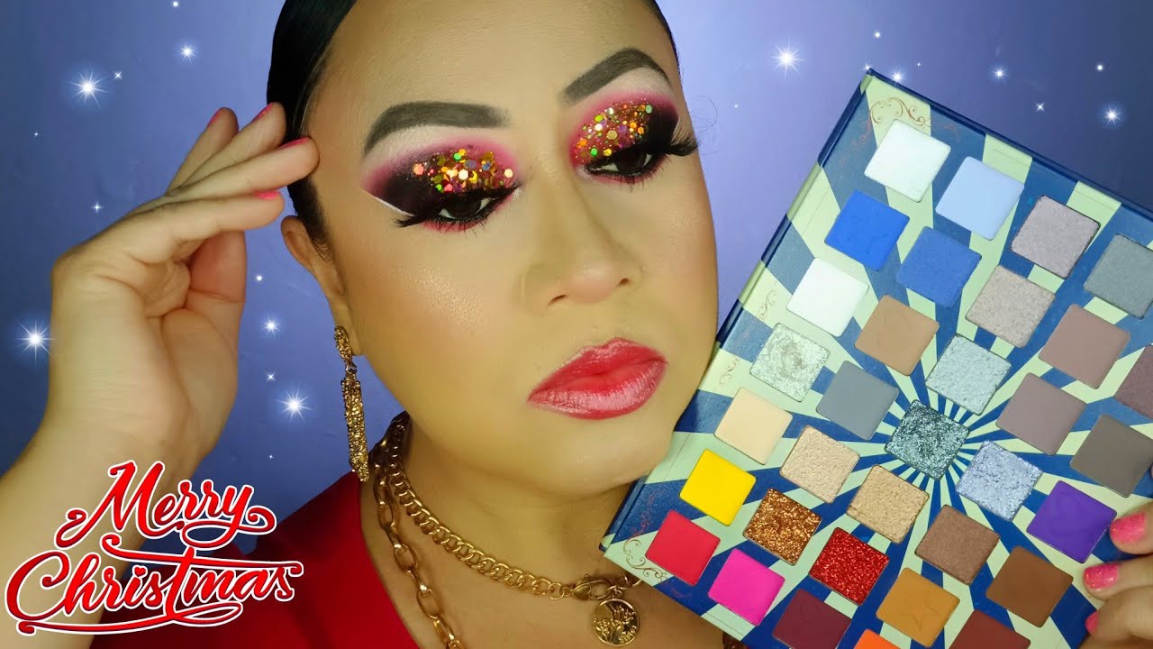 MAQUILLAJE NAVIDEÑO EN COLOR ROJO CON BRILLOS 🎄 Beauty Creations, Elf ...
