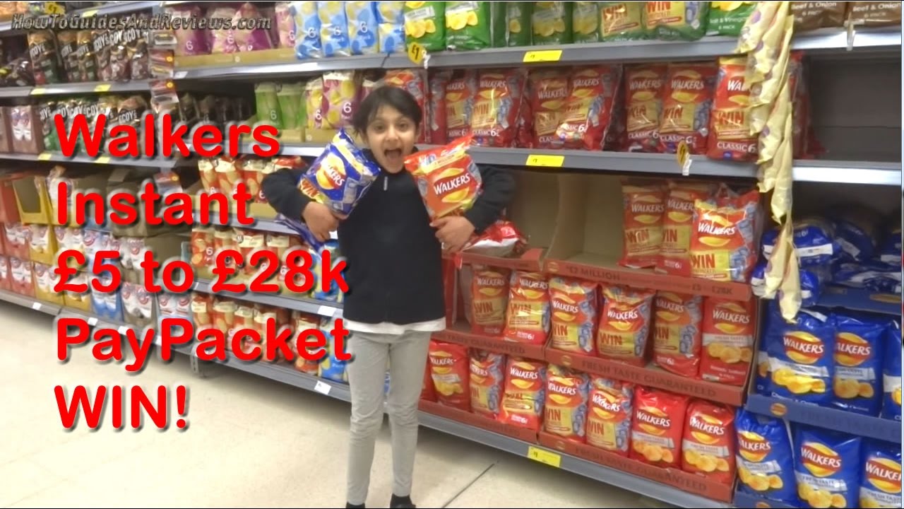 Walkers Crisps £5 to £28k Instant Pay Packet Win! - YouTube