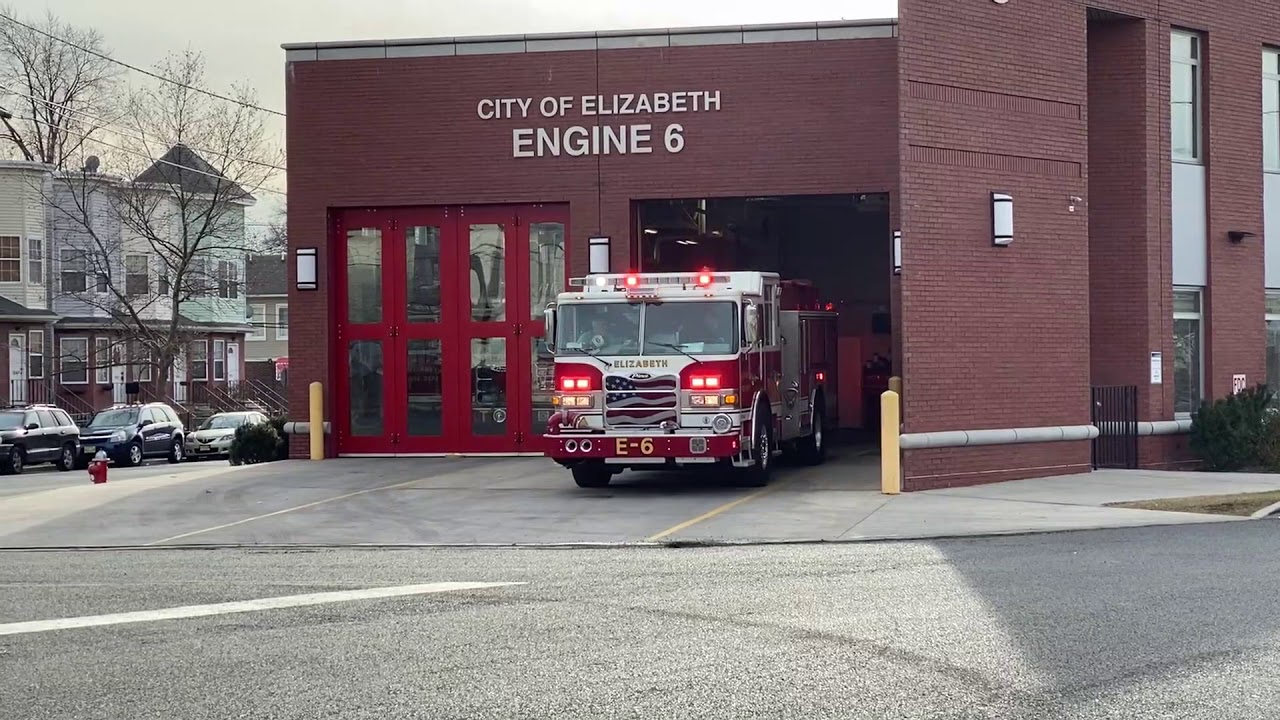 ELIZABETH FIRE DEPARTMENT ENGINE 6 RESPONDING FROM QUARTERS ON ...