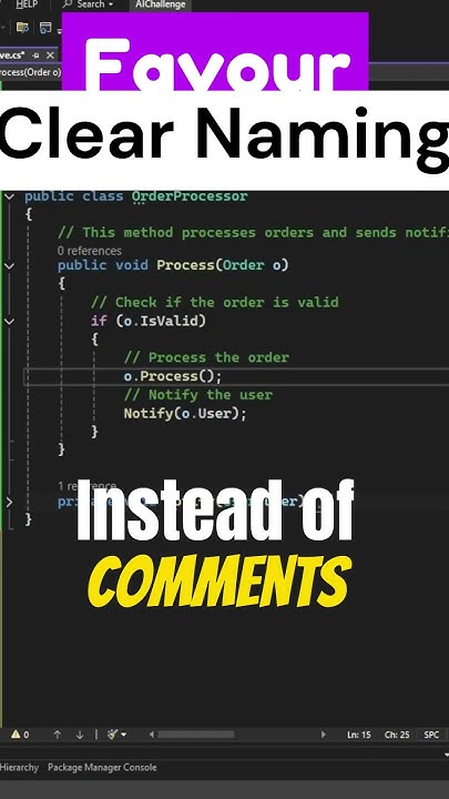 Clean Code 101 | Clear Naming - Instead of Comments #cleancode - YouTube