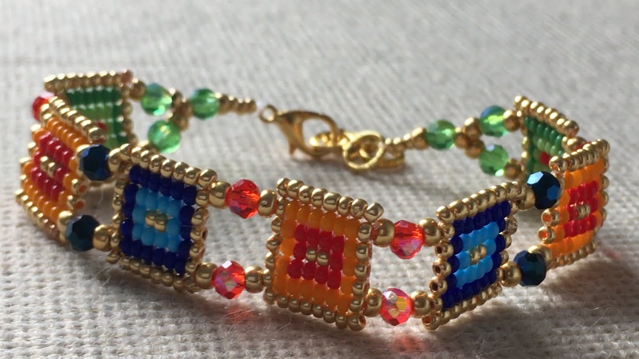 Squarey Beaded Bracelet || How to make Beaded Bracelet || Beaded Choker ...