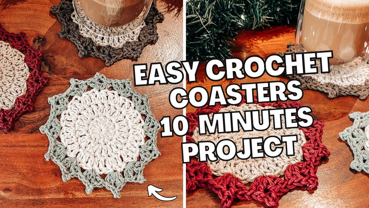 HOW TO CROCHET CHRISTMAS COASTERS - BEGINNER FRIENDLY TUTORIAL | CJ ...