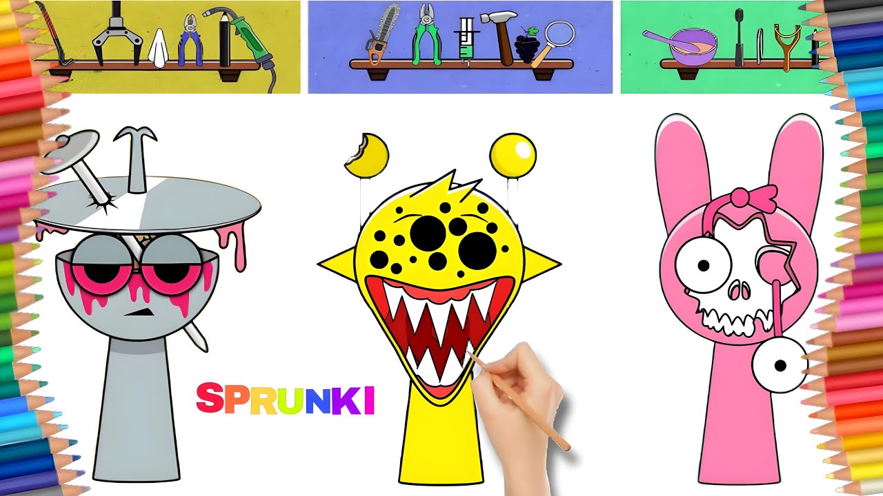 Incredibox Sprunki New Coloring Pages How to Color Rescue Clukr Simon ...