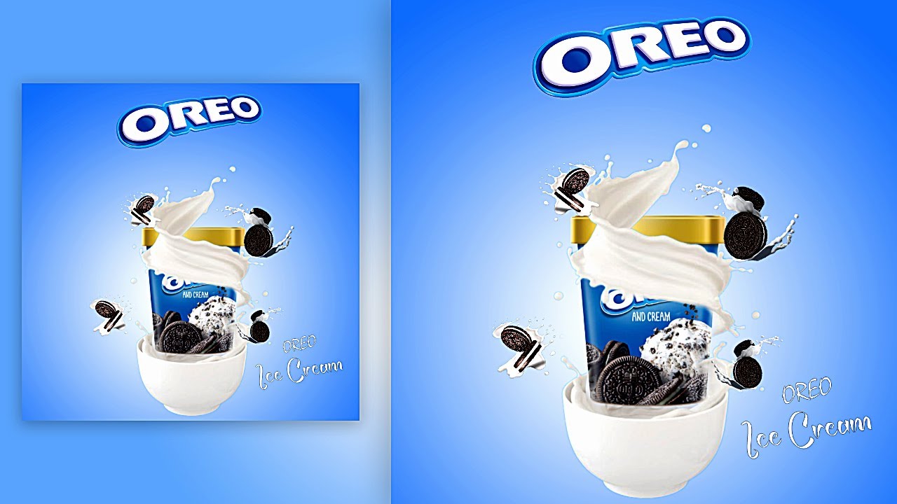 Oreo Ice cream Poster Design in Photoshop Cc Tutorials - YouTube