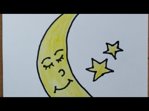 How to draw a Cartoon moon | for kids | preschoolers | elementary - YouTube
