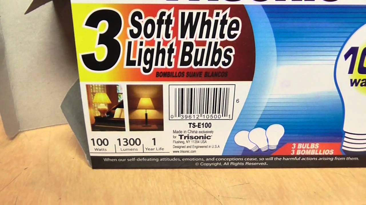 New Trisonic 100-watt incandescent light bulbs - YouTube