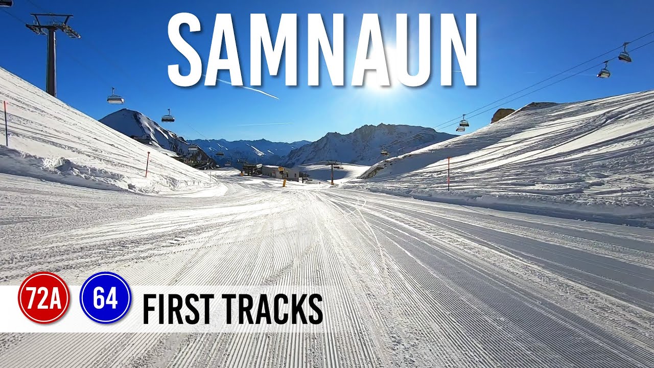 First tracks in the morning on pistes 72a and 64 in Ischgl Samnaun ...