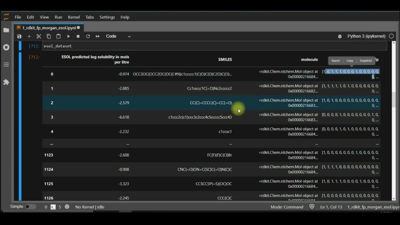 Morgan Fingerprint Using Rdkit For Machine Learning Applicationpart1 Youtube