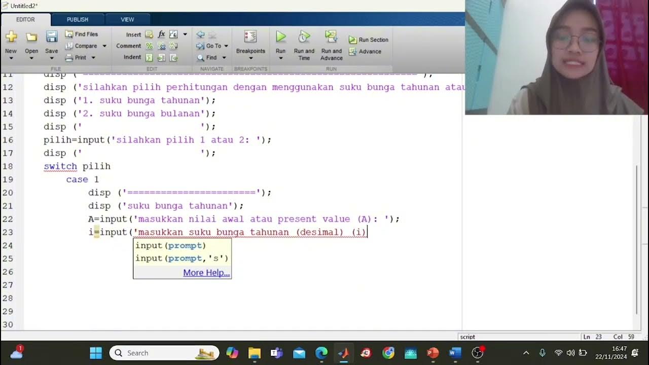 Program Menghitung Anuitas Menggunakan MATLAB || UAS Matematika Ekonomi - YouTube