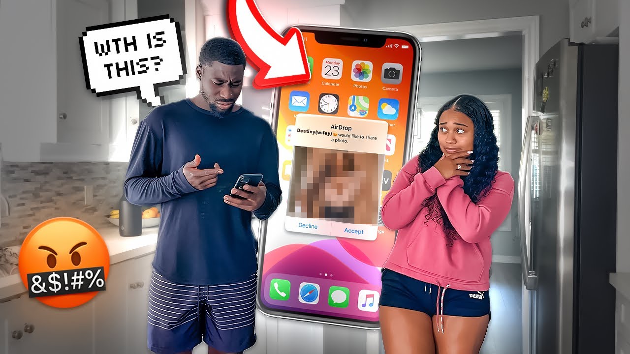 Accidentally AIRDROPPING My Boyfriend A Picture of A HOT GUY *He Snaps ...