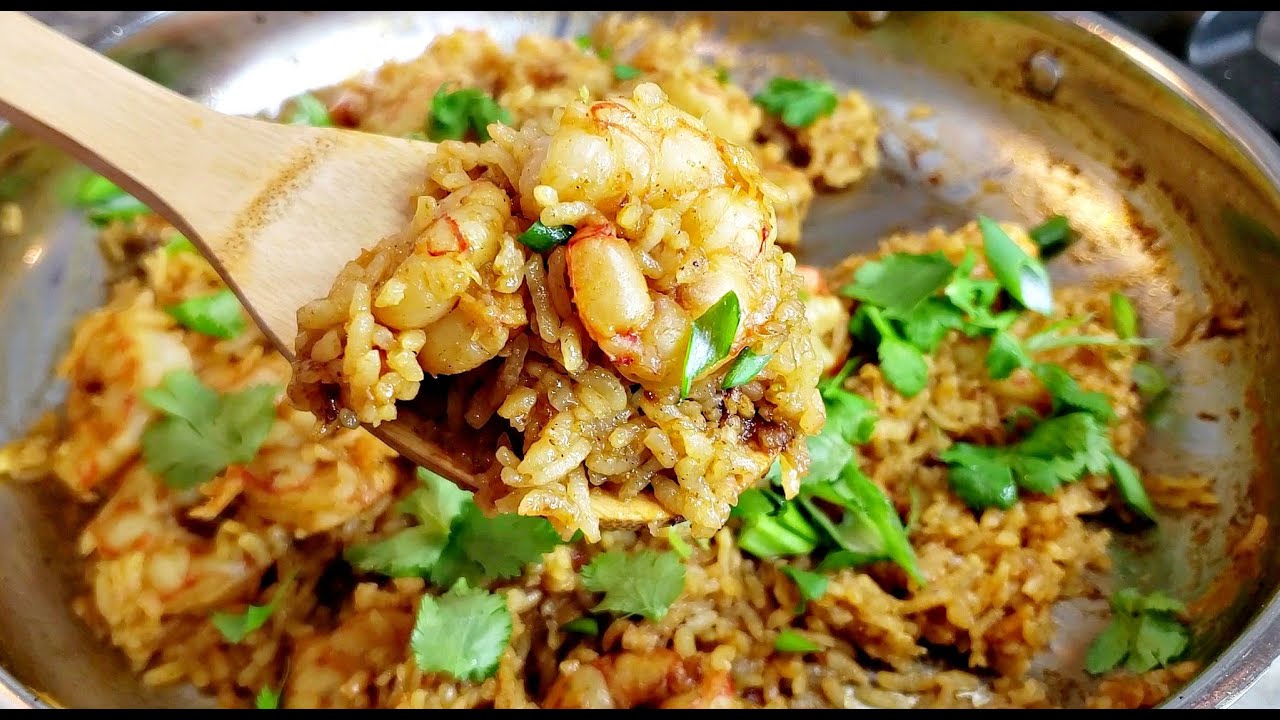 Yellow Curry Shrimp Rice Recipe | Curry Coconut Rice Recipe - YouTube