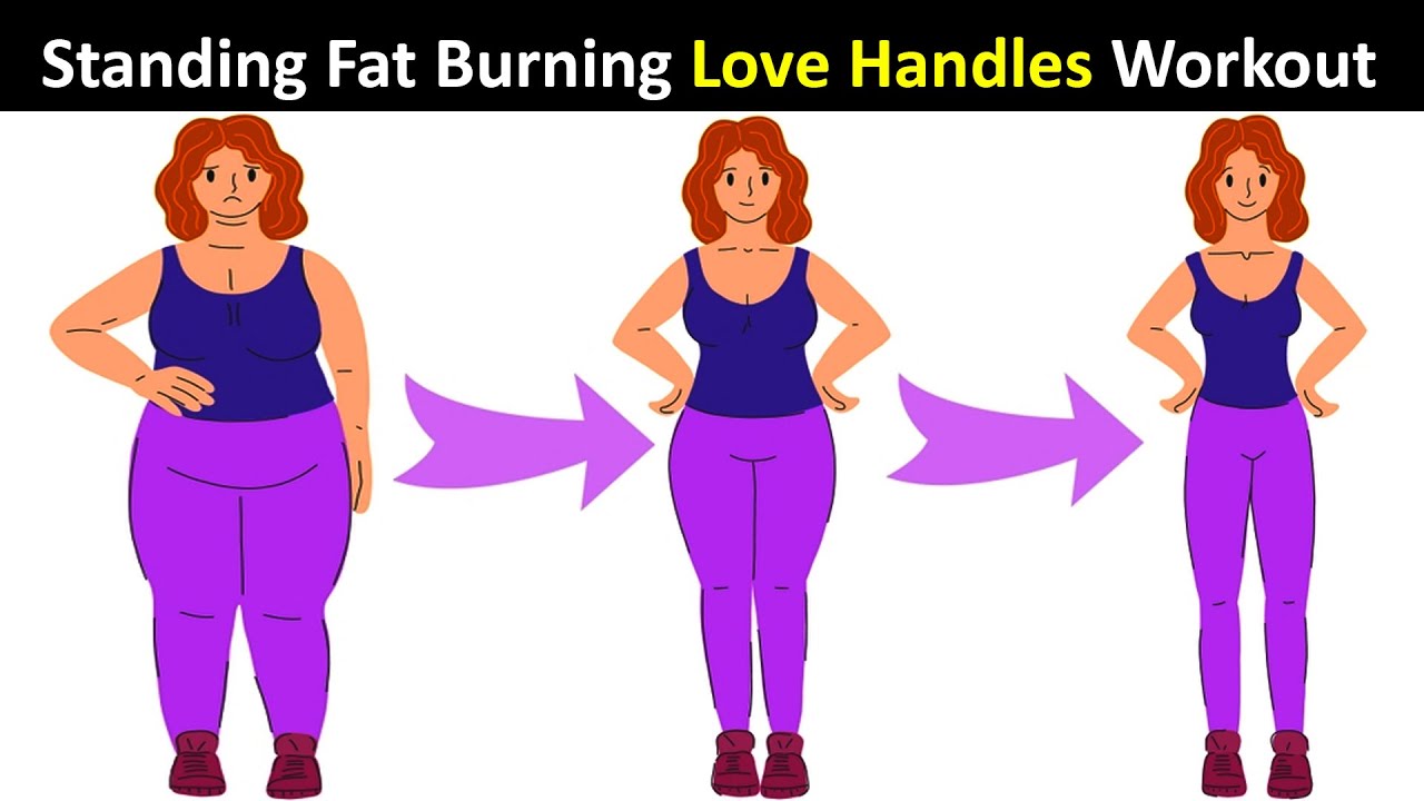 Standing Fat Burning Workout | No Equipment | Love Handles Exercise For ...