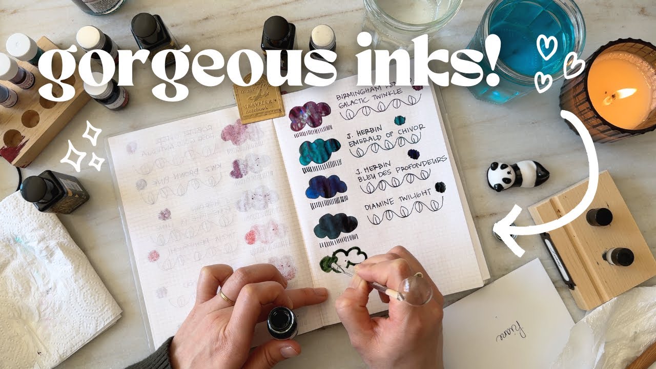 🖋️ Swatching 12 New Fountain Pen Inks from Happy Mail | Close ups & In ...