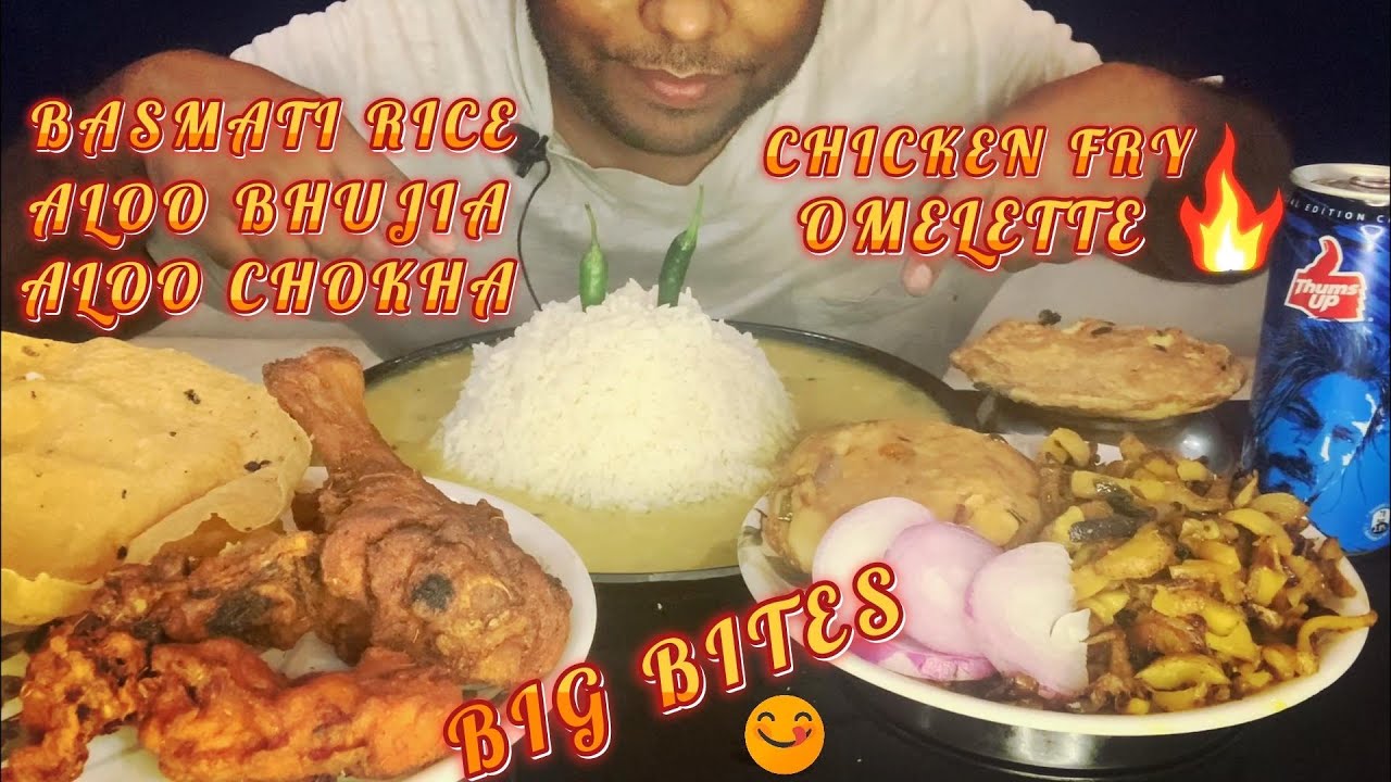Dal-Chawal With Spicy Aloo Chokha🌶️ | Aloo Bhujia | Chicken fry ...