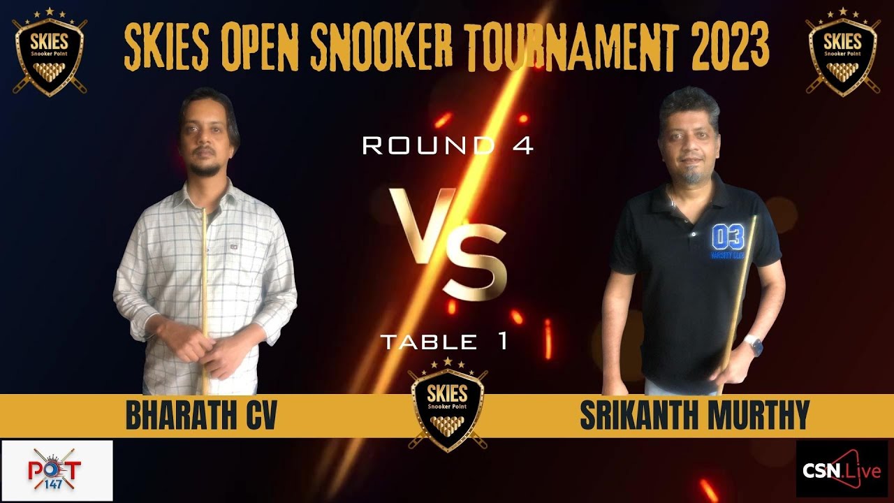 ROUND 4 - BHARATH CV vs SRIKANTH MURTHY - T1 - SKIES OPEN SNOOKER TOURNAMENT 2023. - YouTube