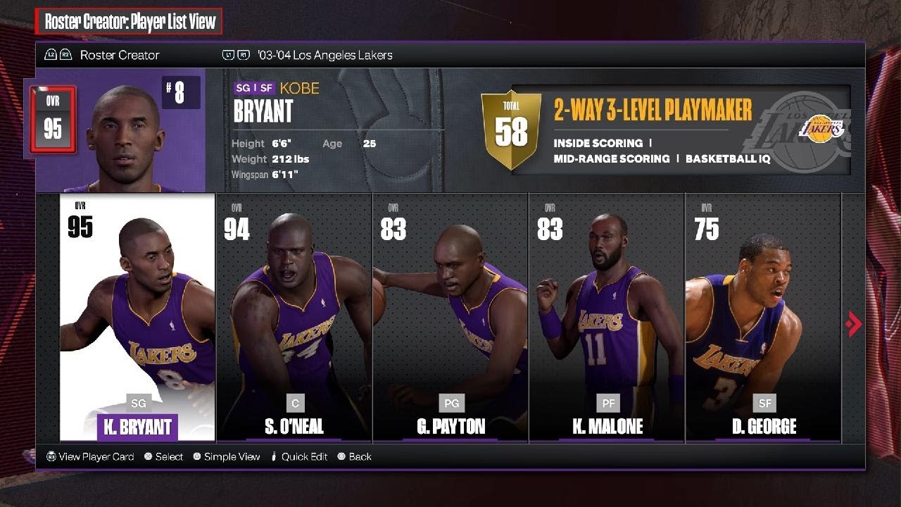 NBA 2K24: Los Angeles Lakers 2003-04 classic team (PS5) - YouTube